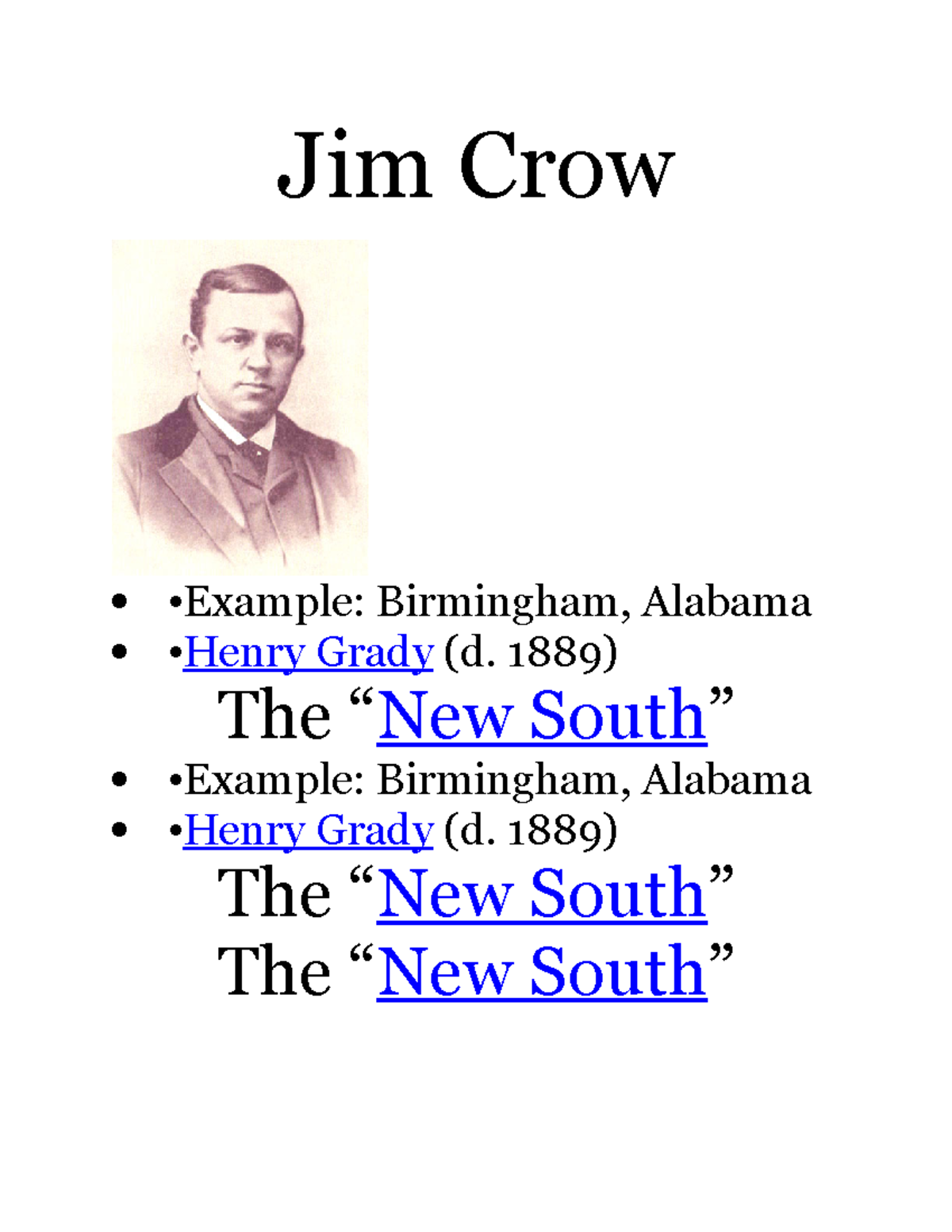 Chapter 4b american history - Jim Crow • Example: Birmingham, Alabama ...