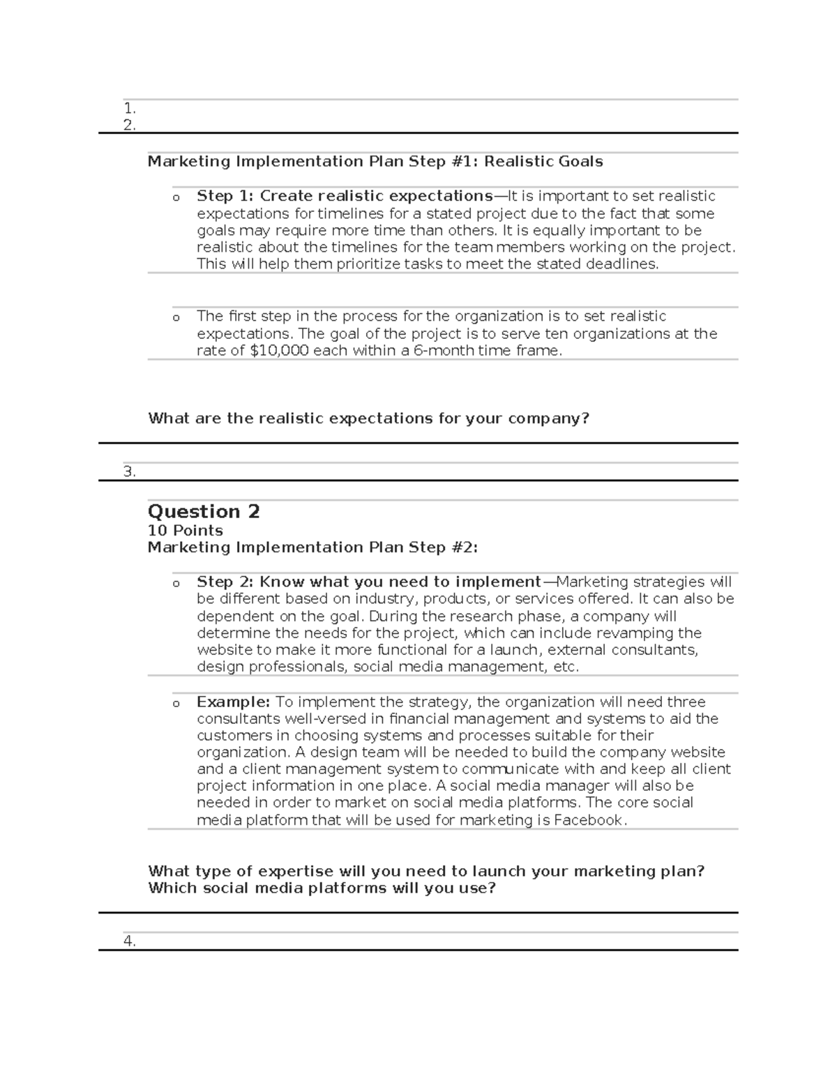 Part 3 marketing plan - notes - 1. 2. Marketing Implementation Plan ...