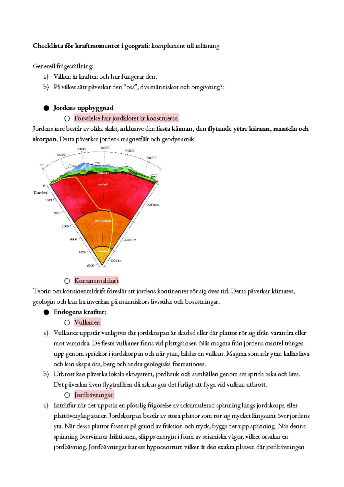 Inför Geografi PROV - Övningsmaterial - Checklista för kraftmomentet i ...
