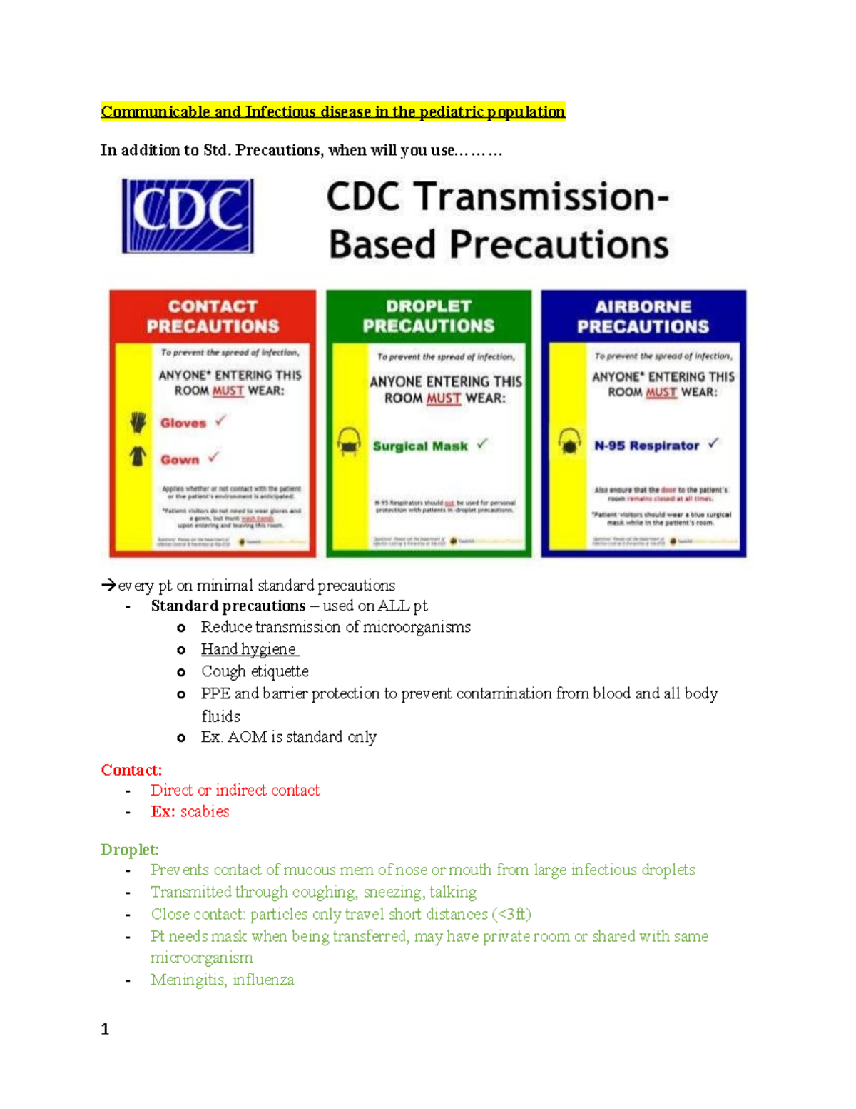 Class 4 - study guide - Communicable and Infectious disease in the ...