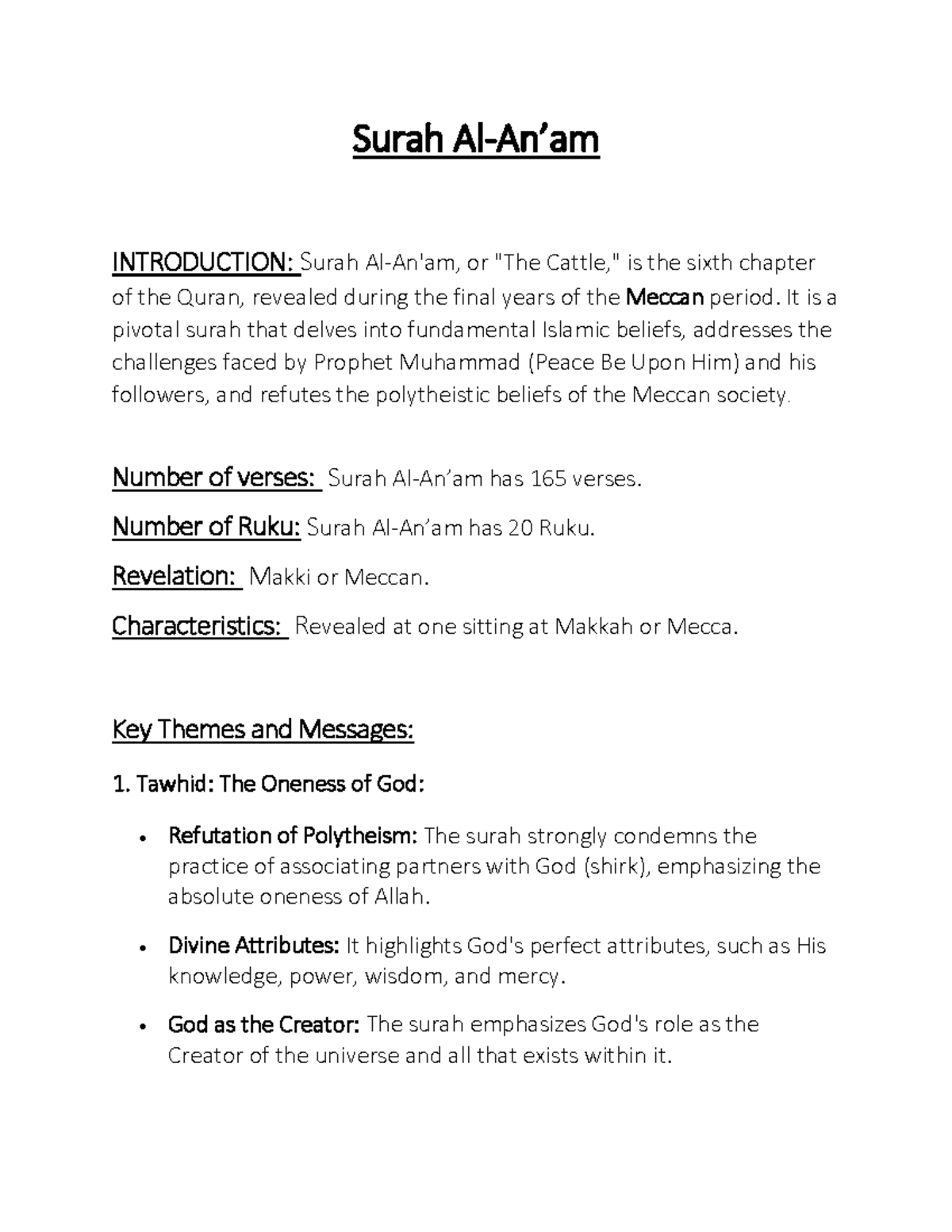 Translation of holy quran - Surah Al-An’am INTRODUCTION: Surah Al-An'am ...