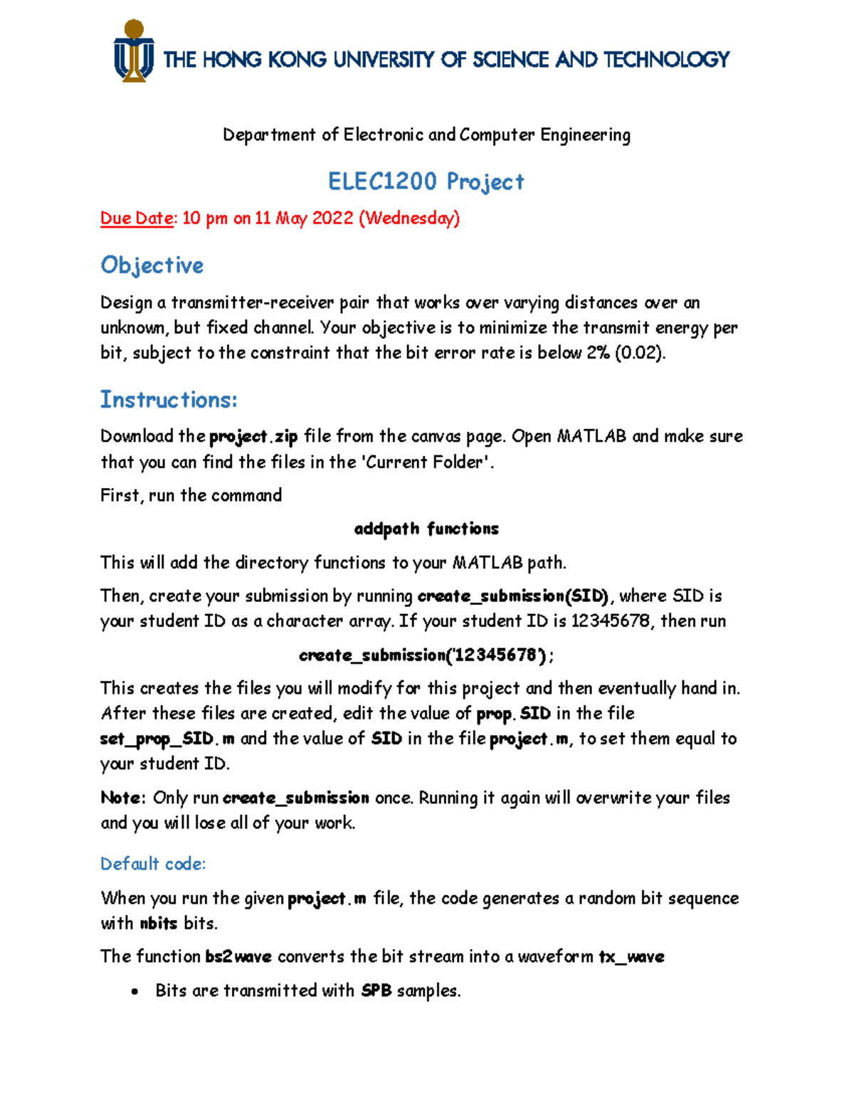 Project instructions - Department of Electronic and Computer ...