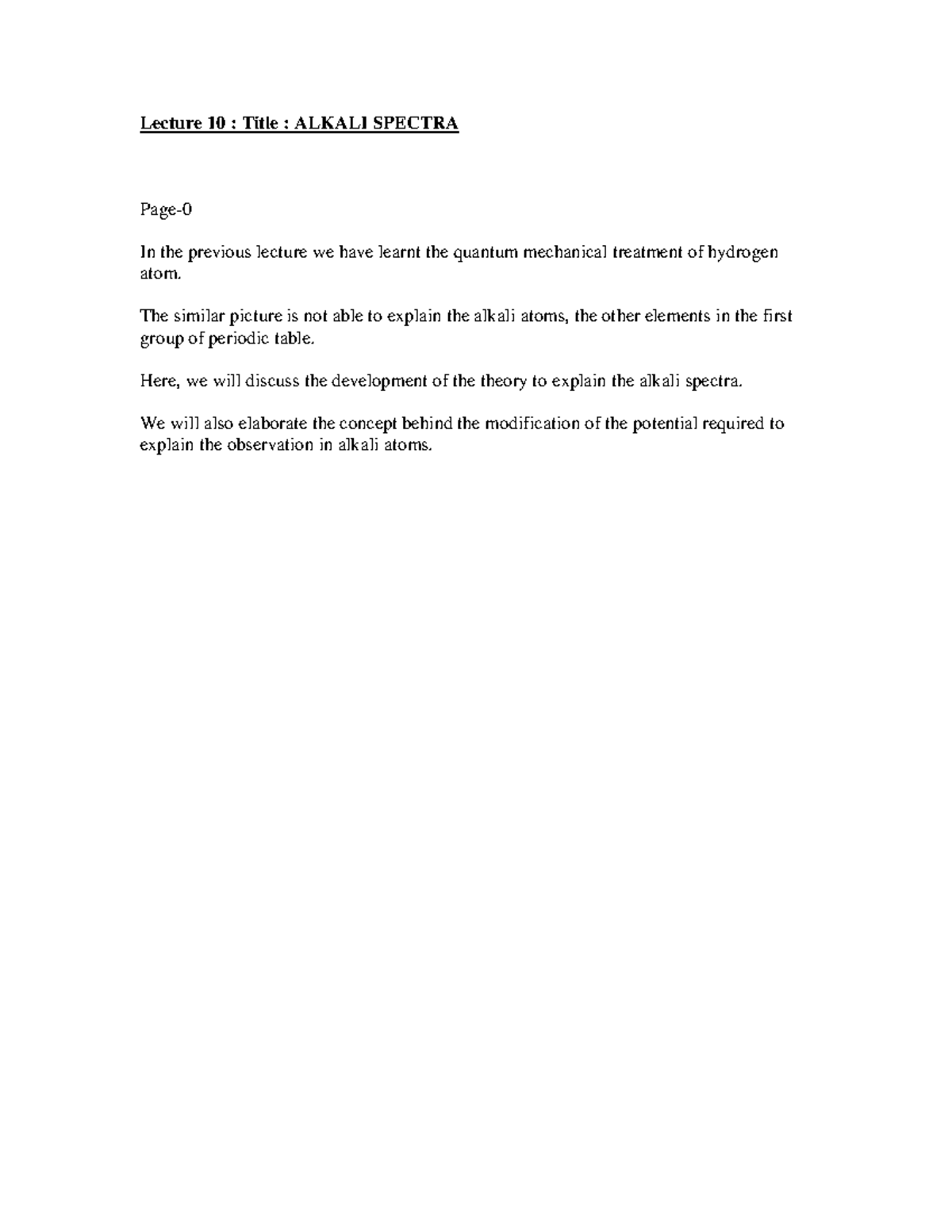 Lecture 10 - Atomic and molecular physics - Lecture 10 : Title : ALKALI SPECTRA Page- In the ...