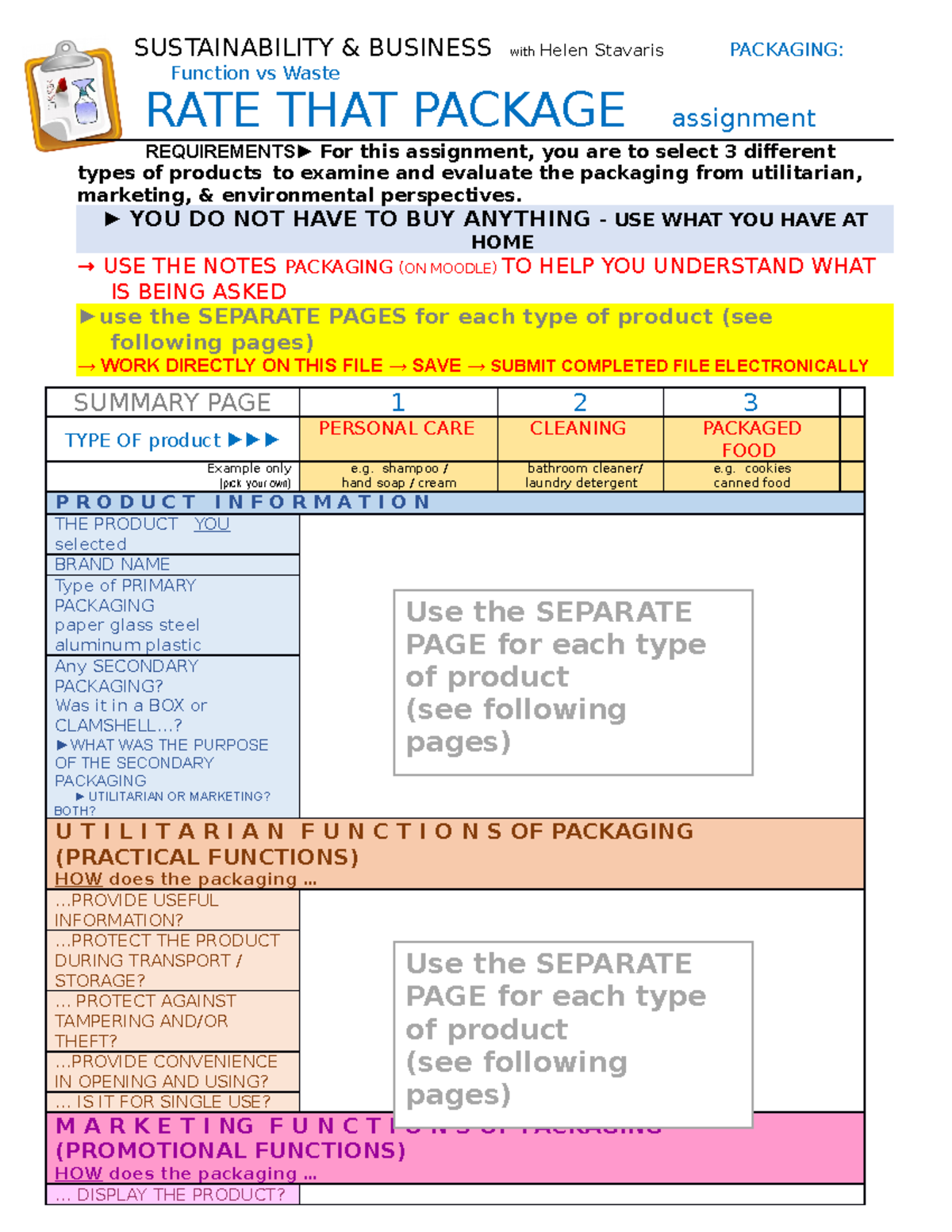Packaging - RATE THAT Package assignment 5 copy - SUSTAINABILITY ...