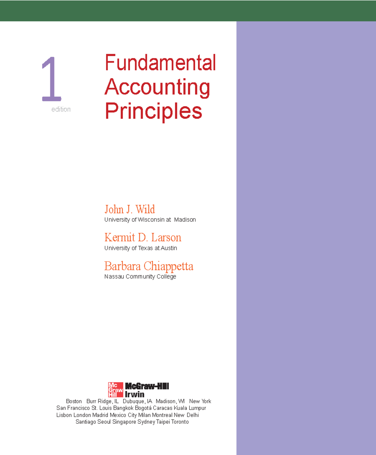 18th edition fundamemtals of accounting princples - edition Fundamental ...
