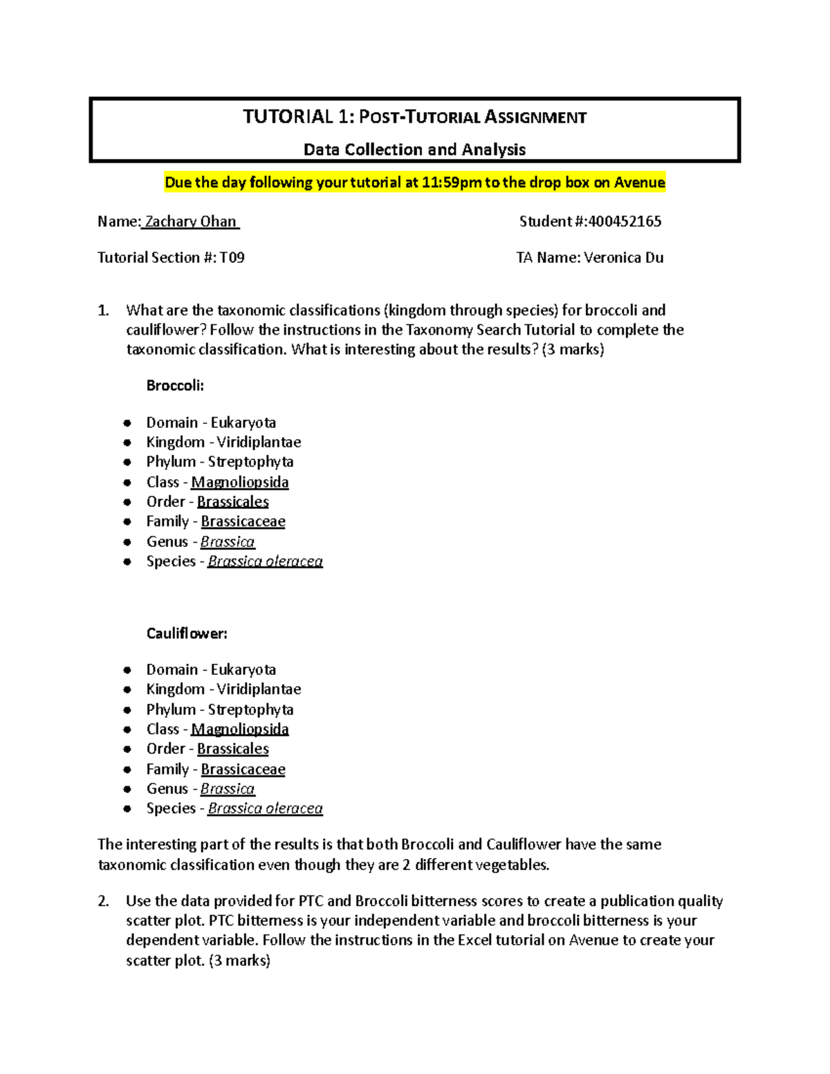 Tutorial 1 Data Collection And Analysis Assignment W23 Tutorial 1 Post Tutorial Assignment