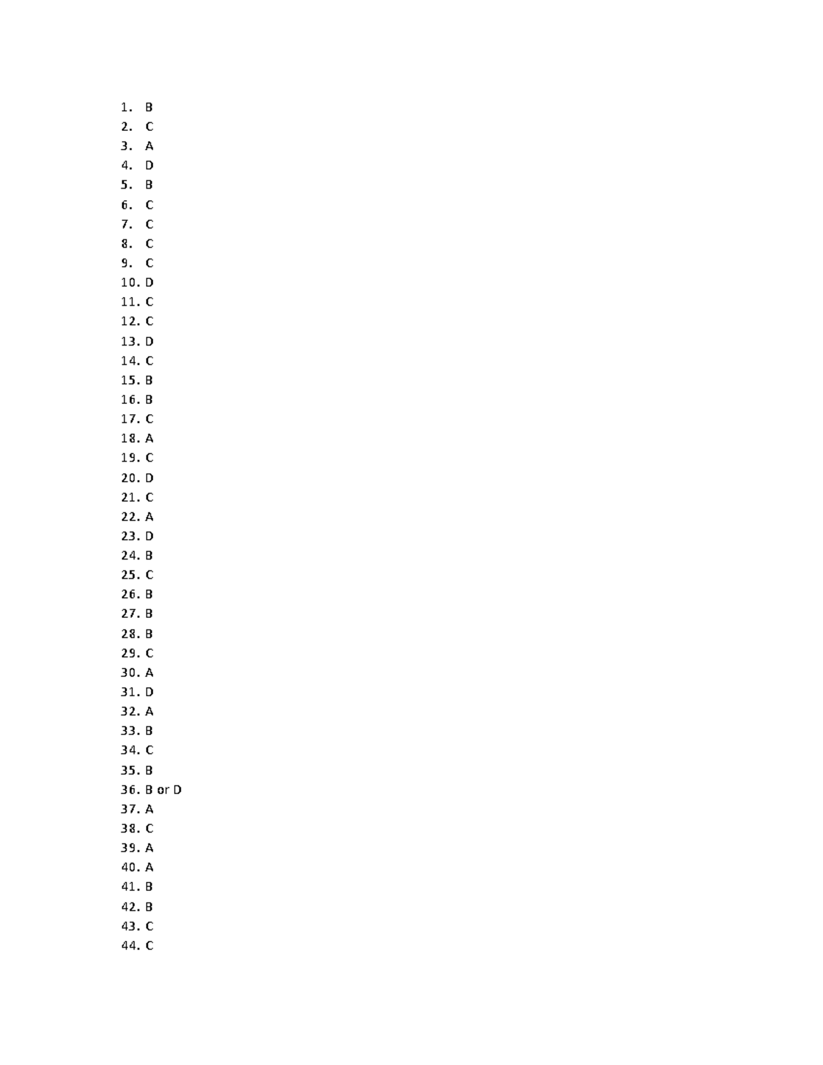 College Algebra Answers 1 B 2 C 3 A 4 D 5 B 6 C 7 C 8 C 9 C