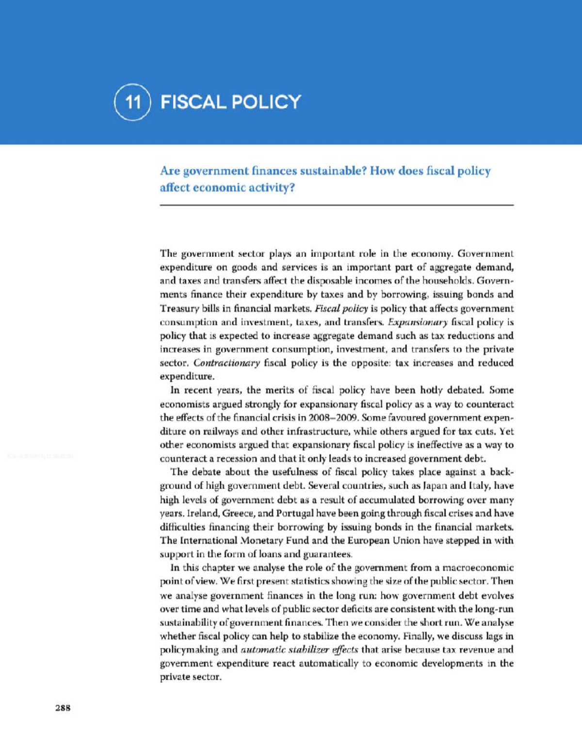 Reading - Unit 4- Fiscal Policy AND Public DEBT - 288 Are government ...