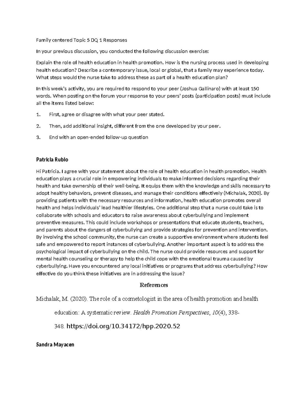 Family centered Topic 5 DQ 1 Responses - Family centered Topic 5 DQ 1 ...