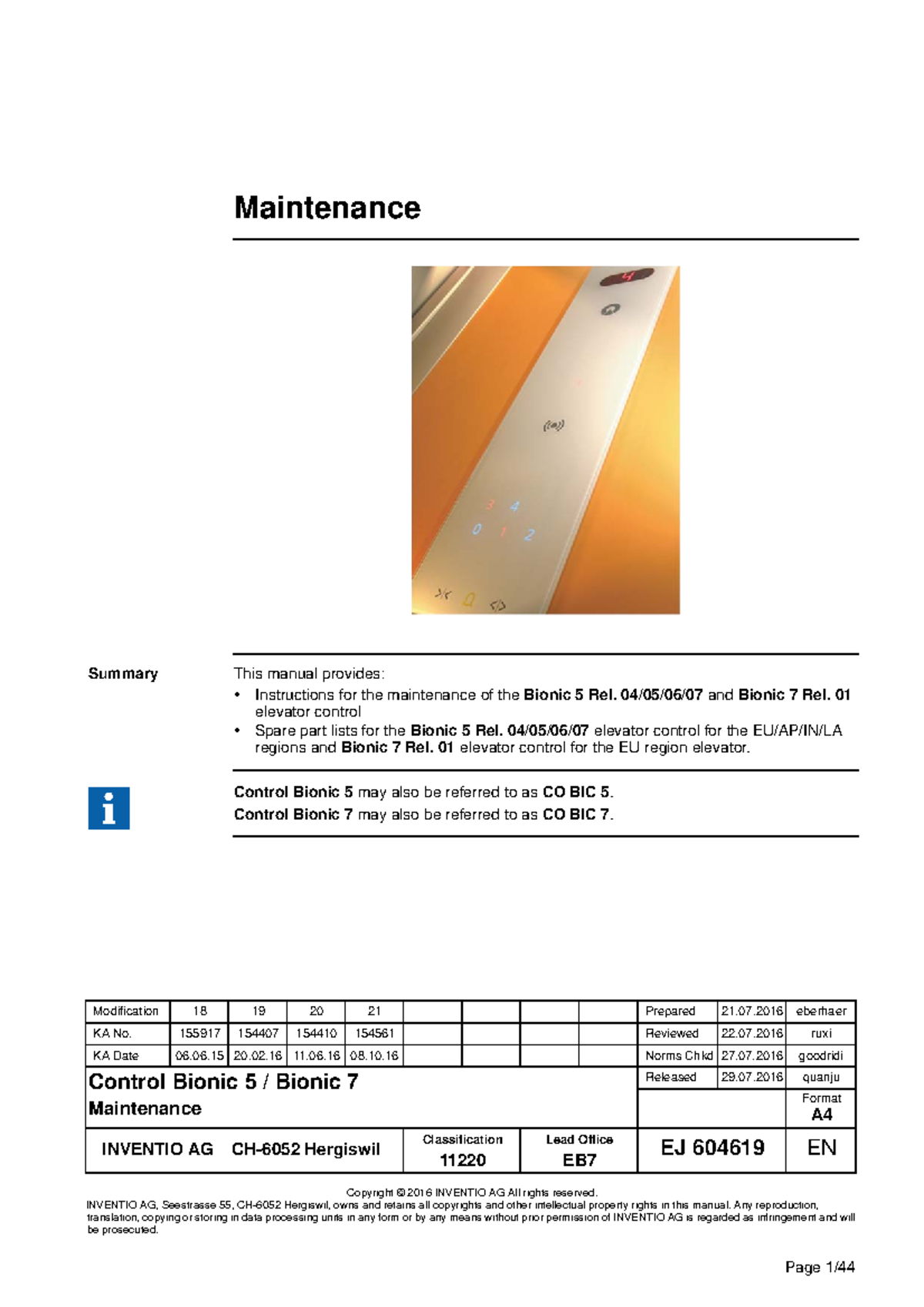 2Content Server - MAnual usuario miconic e - Page 1/ Copyright © 2016 ...