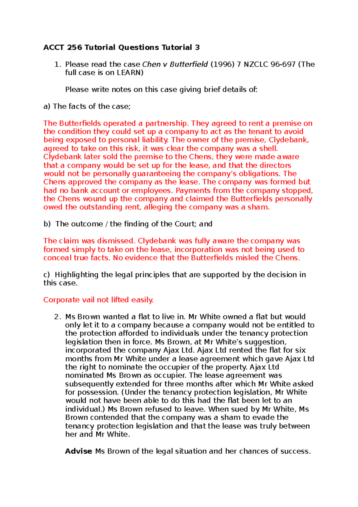 ACCT 256 Tutorial 3 - Tut work - ACCT 256 Tutorial Questions Tutorial 3 ...