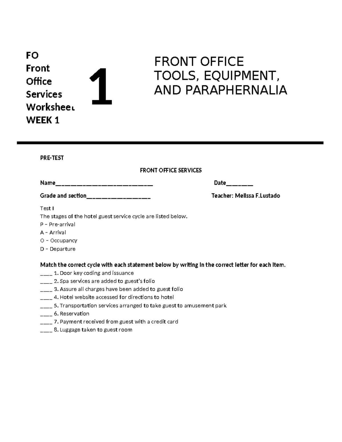 Frontofficeweek 14-210907051324 - PRE-TEST FRONT OFFICE SERVICES - Studocu