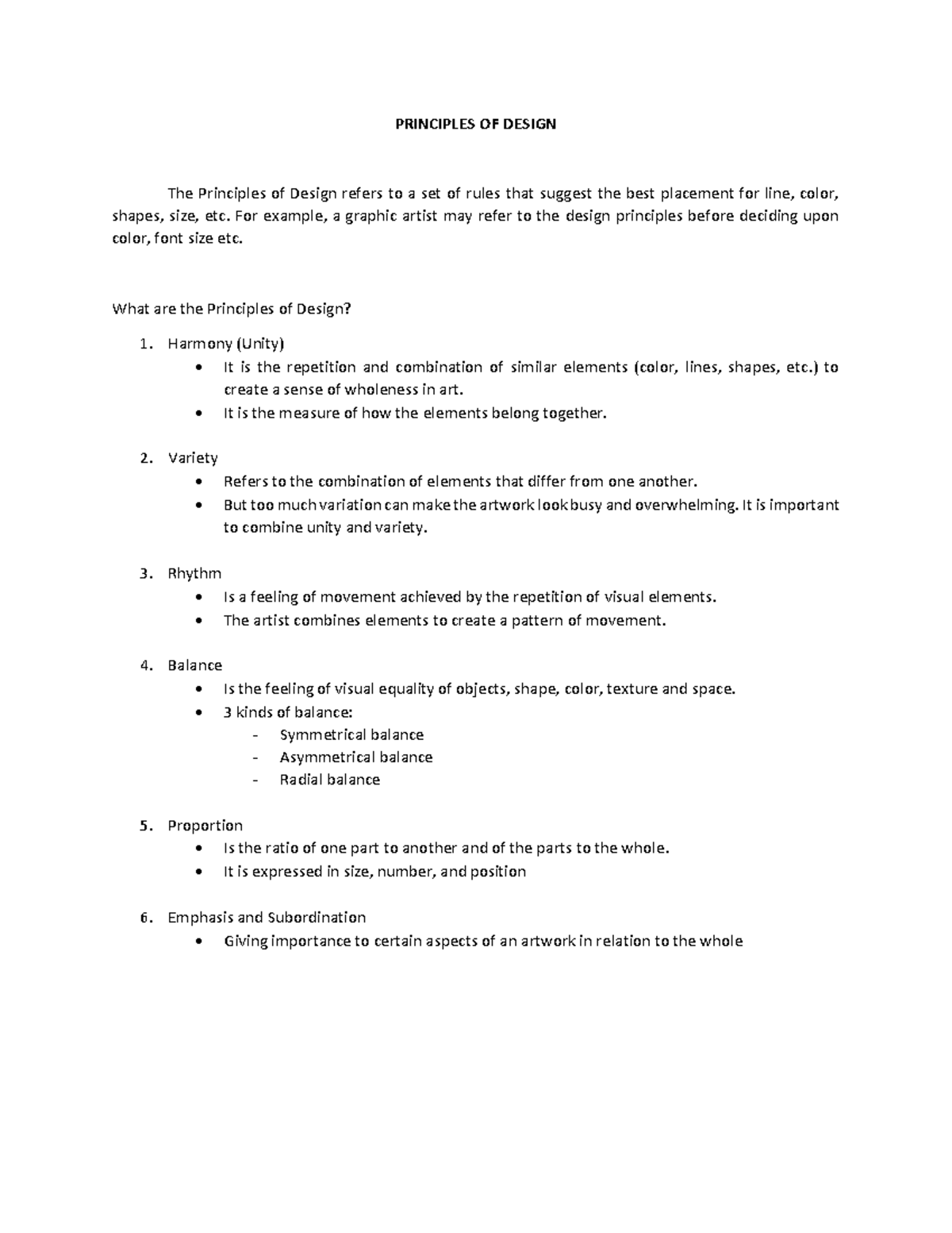 Art App (Visual)-13 - Art Appreciation - PRINCIPLES OF DESIGN The ...