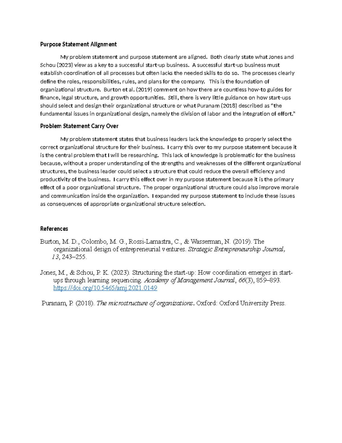RES 709 Week 4 Lesson 2 - Purpose Statement Alignment My problem ...