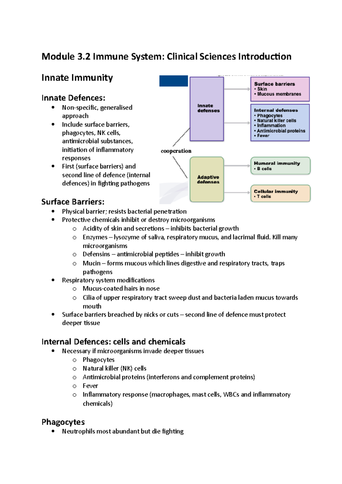 Module 3.2 Lecture Notes - Module 3 Immune System: Clinical Sciences ...