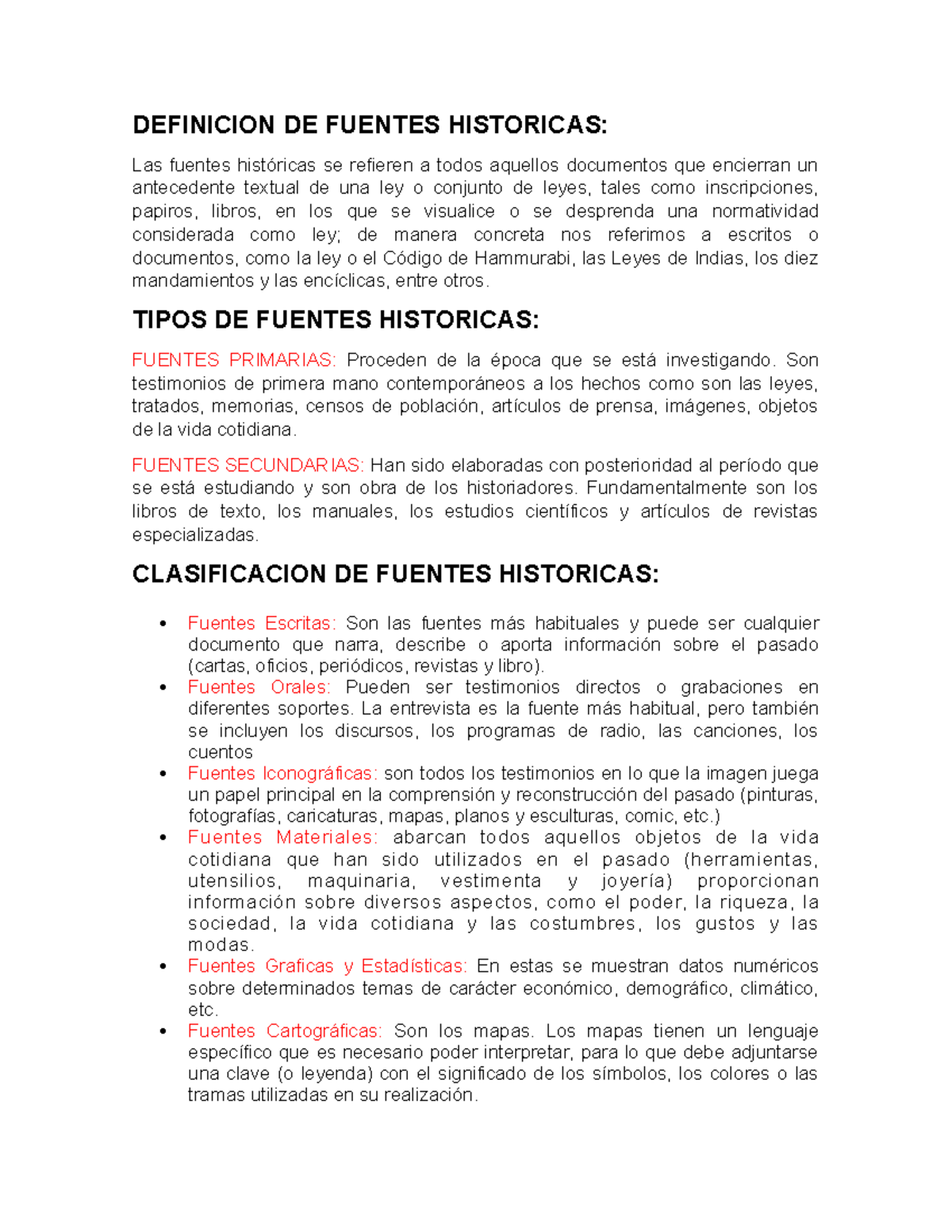 Definicion DE Fuentes Historicas - DEFINICION DE FUENTES HISTORICAS ...
