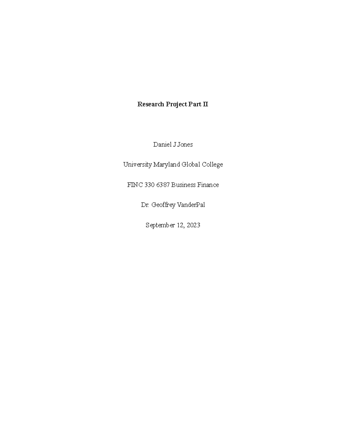 Research Project Part - Microsoft - Research Project Part II Daniel J ...