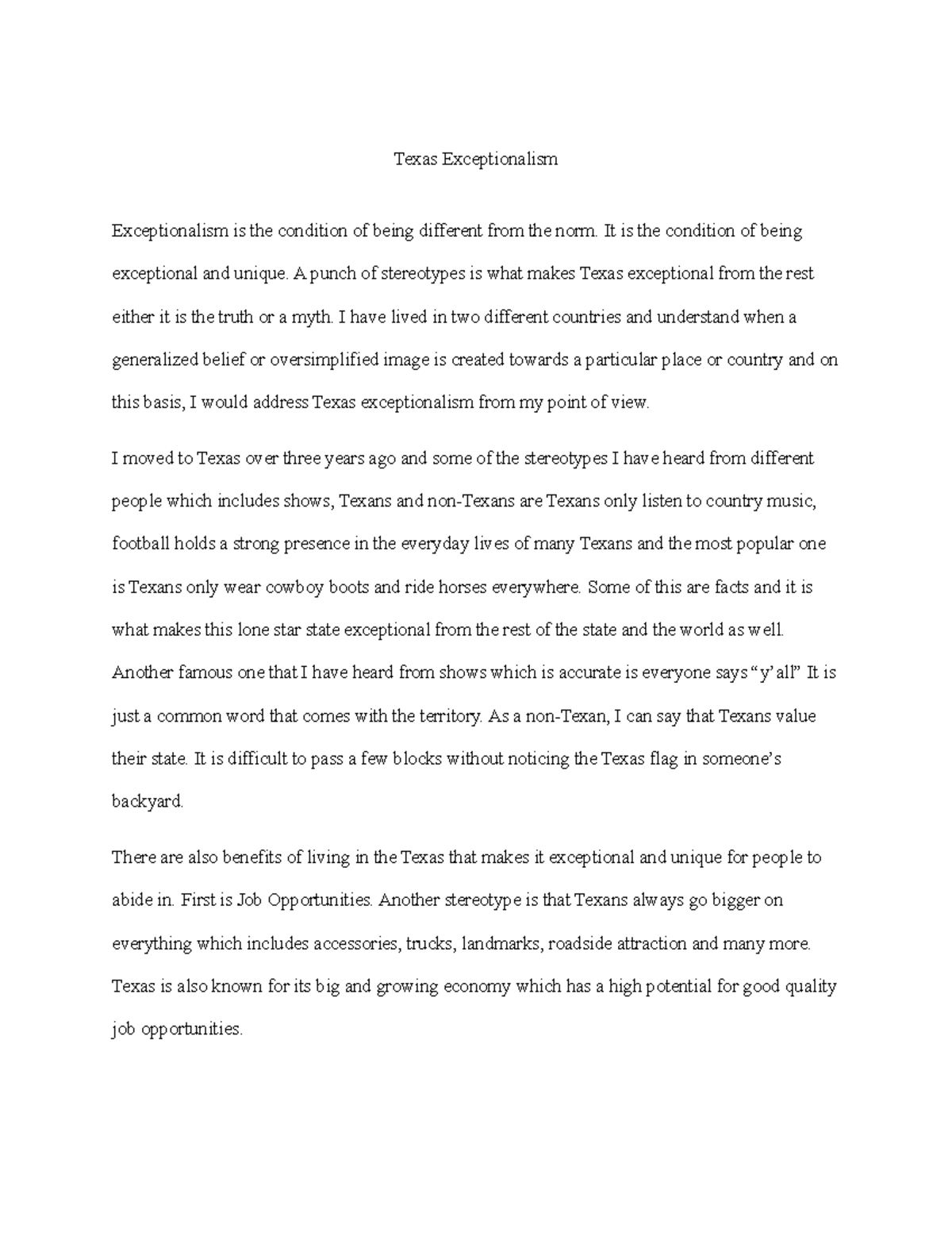 Texas Exceptionalism - Grade: 50/50 - Texas Exceptionalism ...