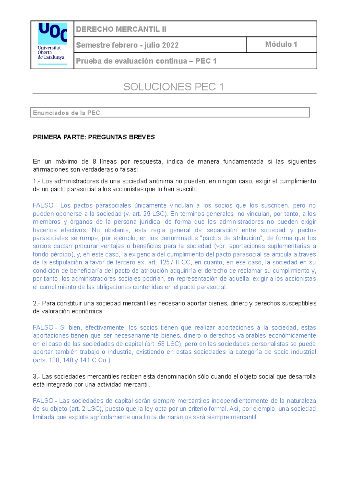 73 - Solucion a la primera Pec del cuatrimestre 2021 - Semestre febrero - julio 2022 Módulo 1 ...