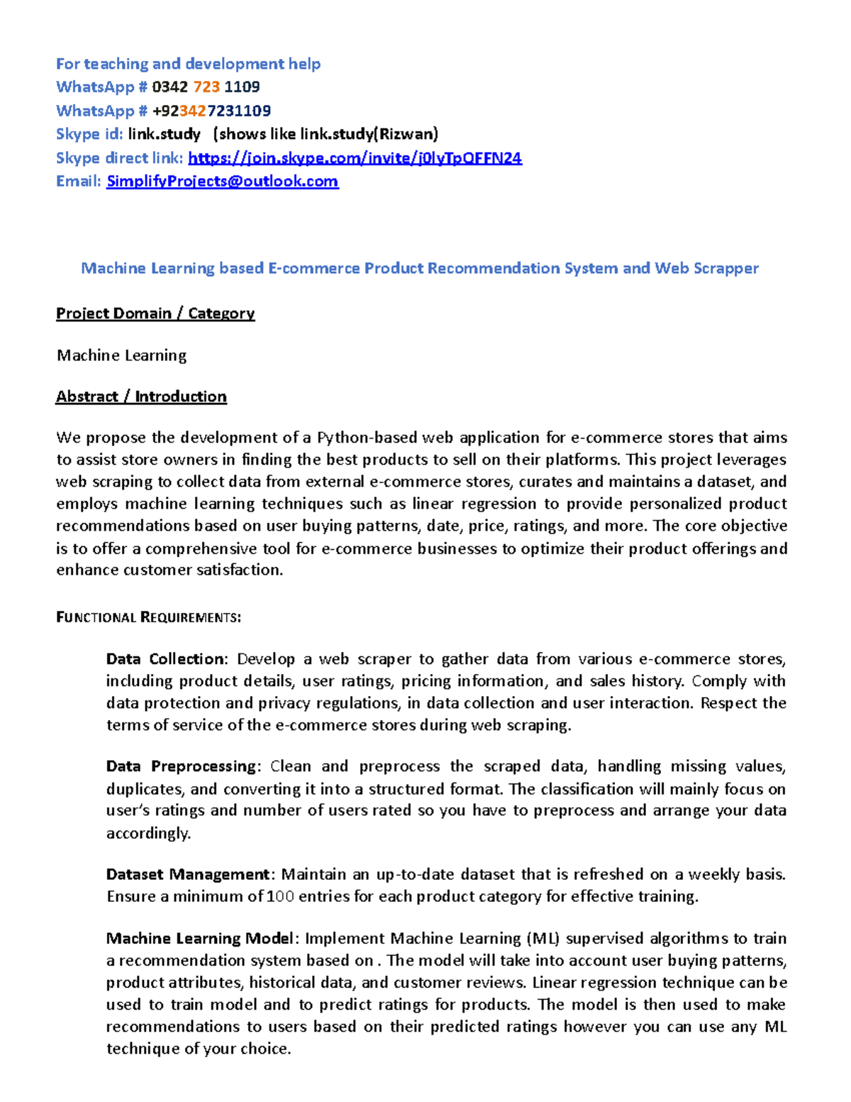 Machine Learning Based E Commerce Product Recommendation System And Web Scrapper Whatsapp