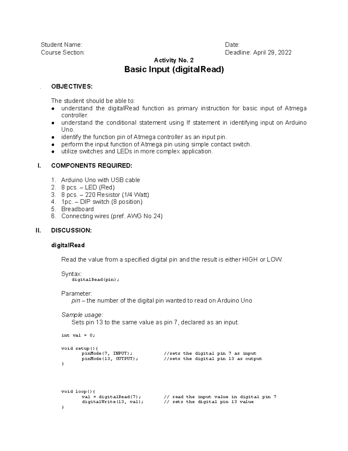 PLD-Act-No - Programming Logic and Design Activity Sheet - Student Name: Date: Course Section ...