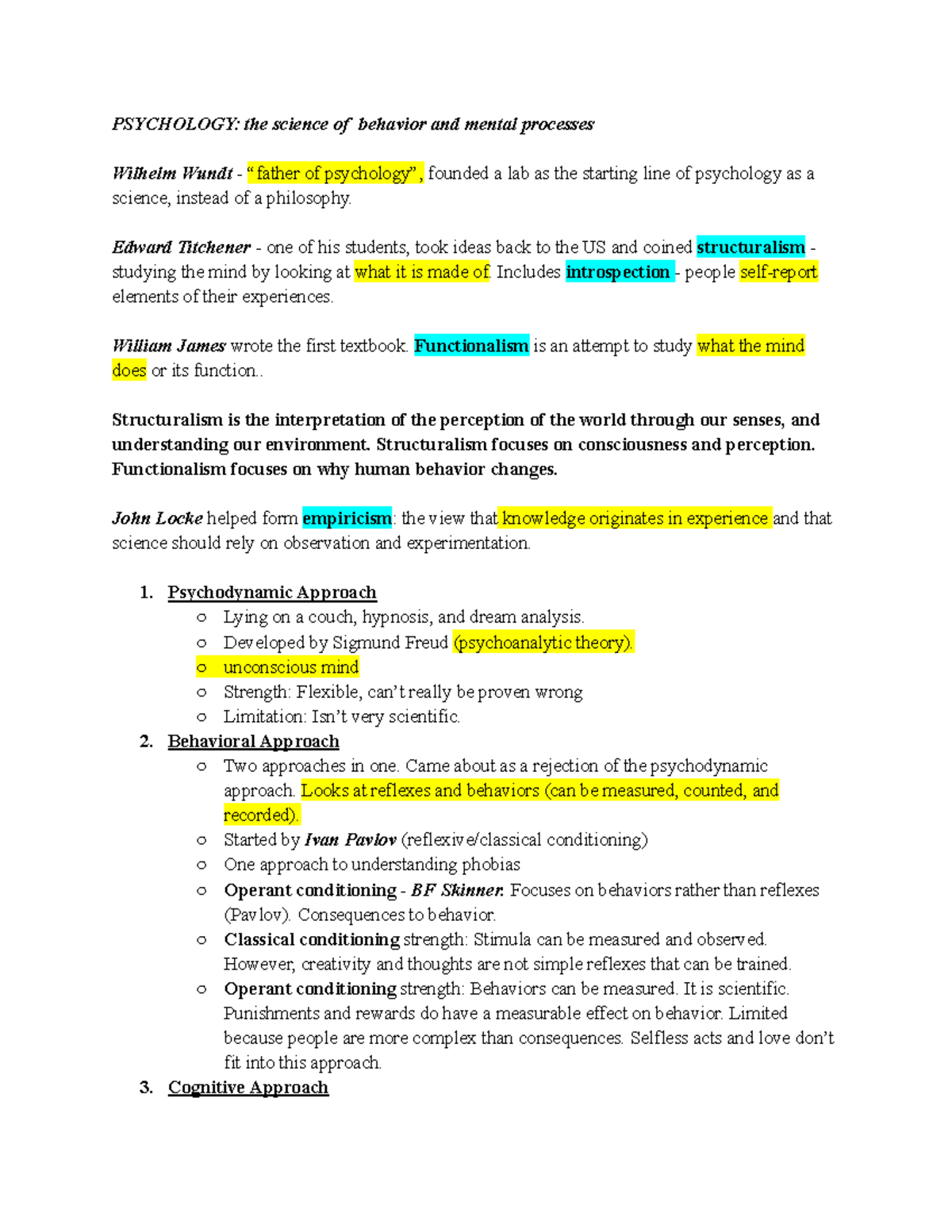 Chapter 1 - Intro to Psychology - PSYCHOLOGY: the science of behavior ...