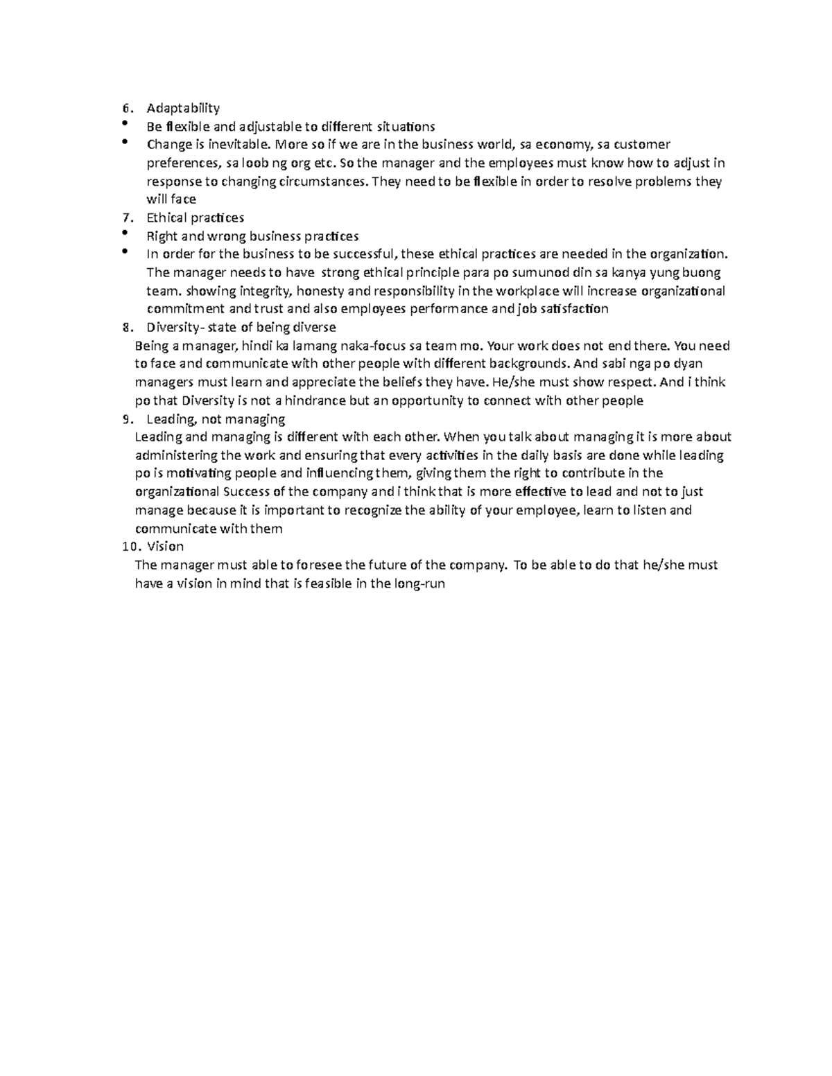 Adaptability - notes - Adaptability Be flexible and adjustable to ...