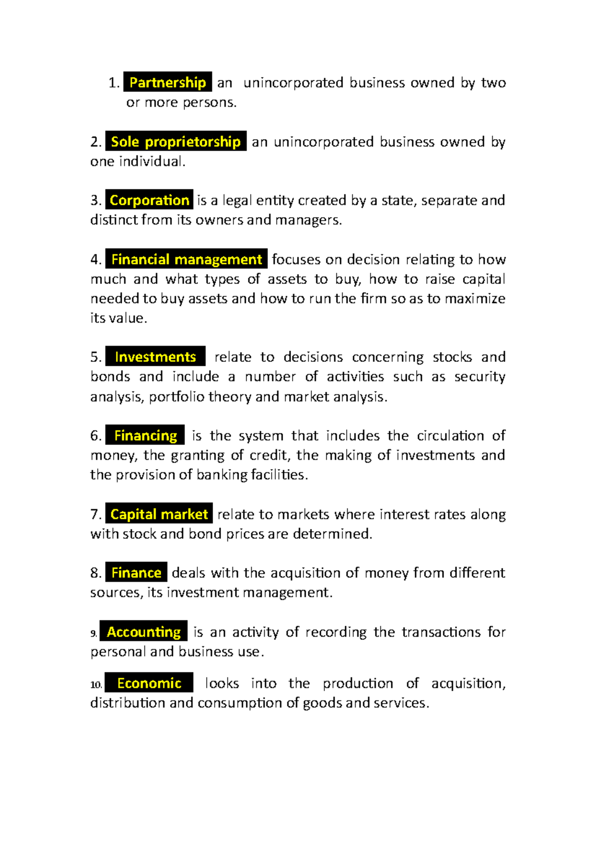 Overview of Financial Management - Partnership an unincorporated ...