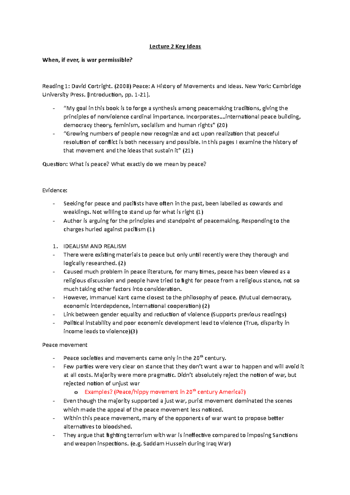 Lecture 2 - Notes on peace (by Helen Frowe) - Lecture 2 Key Ideas When ...