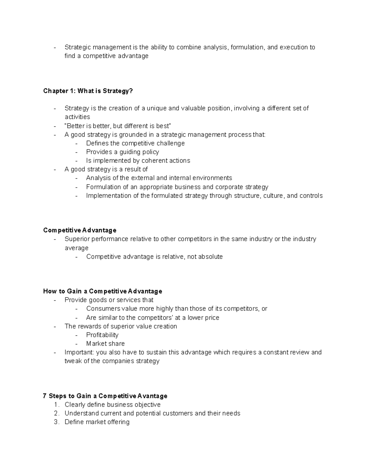 1 - policy notes - Strategic management is the ability to combine ...