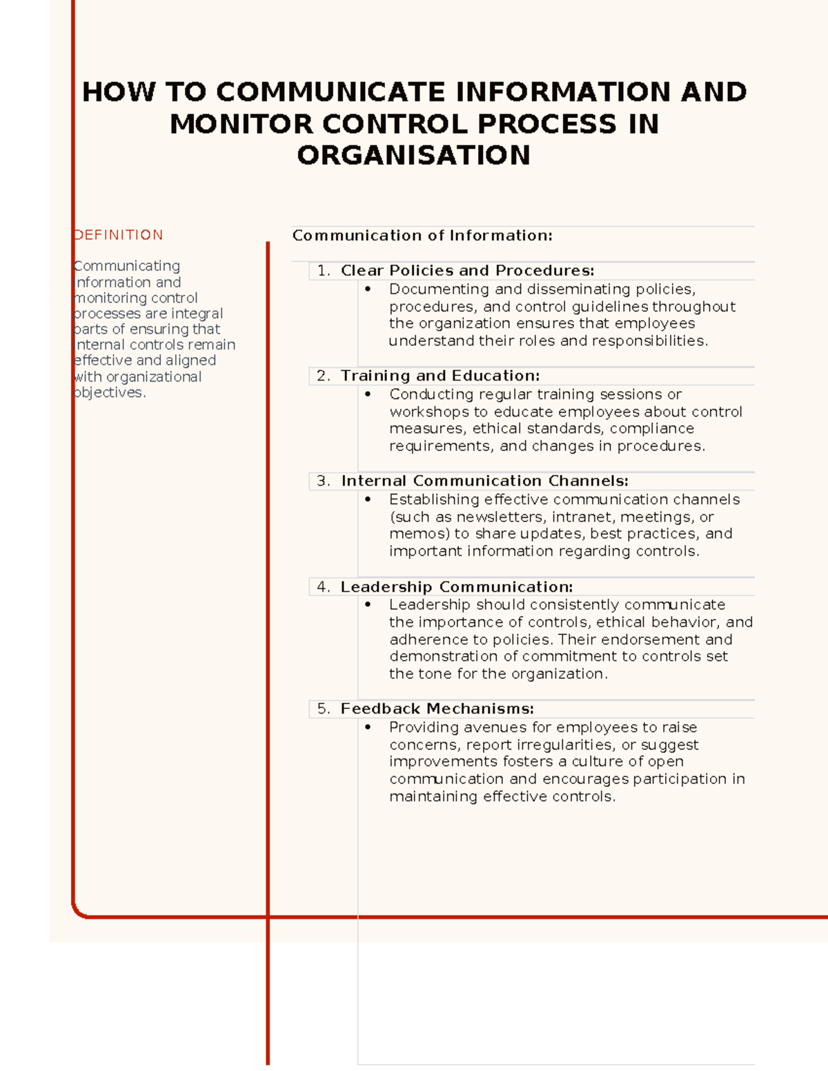 ais conyrol 104 - HOW TO COMMUNICATE INFORMATION AND MONITOR CONTROL ...