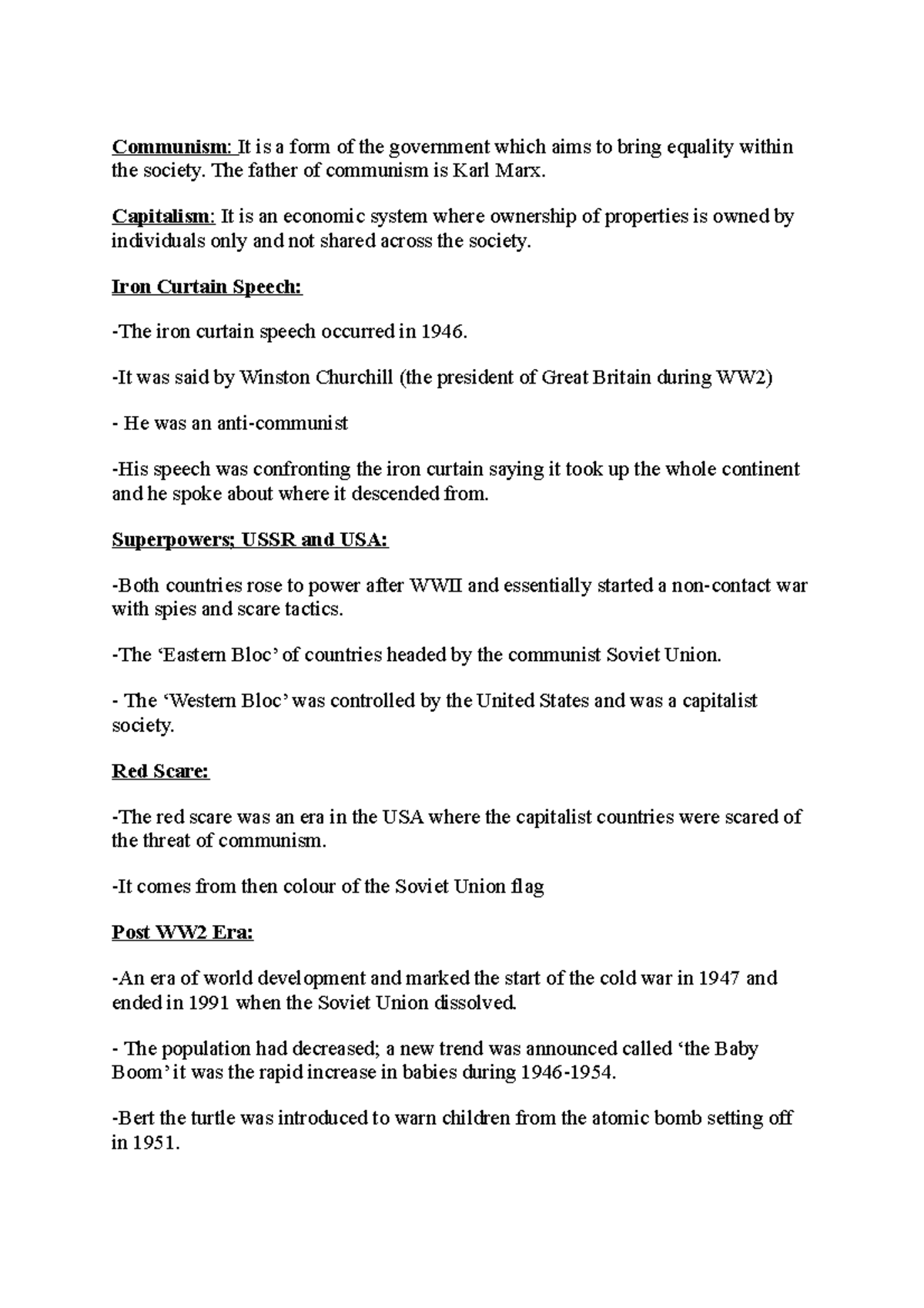 History Yearly notes Yr 10 - Communism : It is a form of the government ...