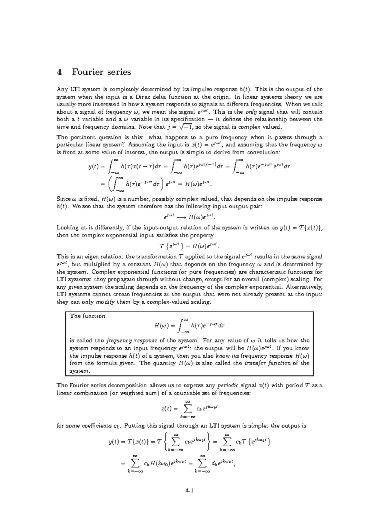 04 Fourierseries Notes 4 Fourier Series Any Lti System Is Completely