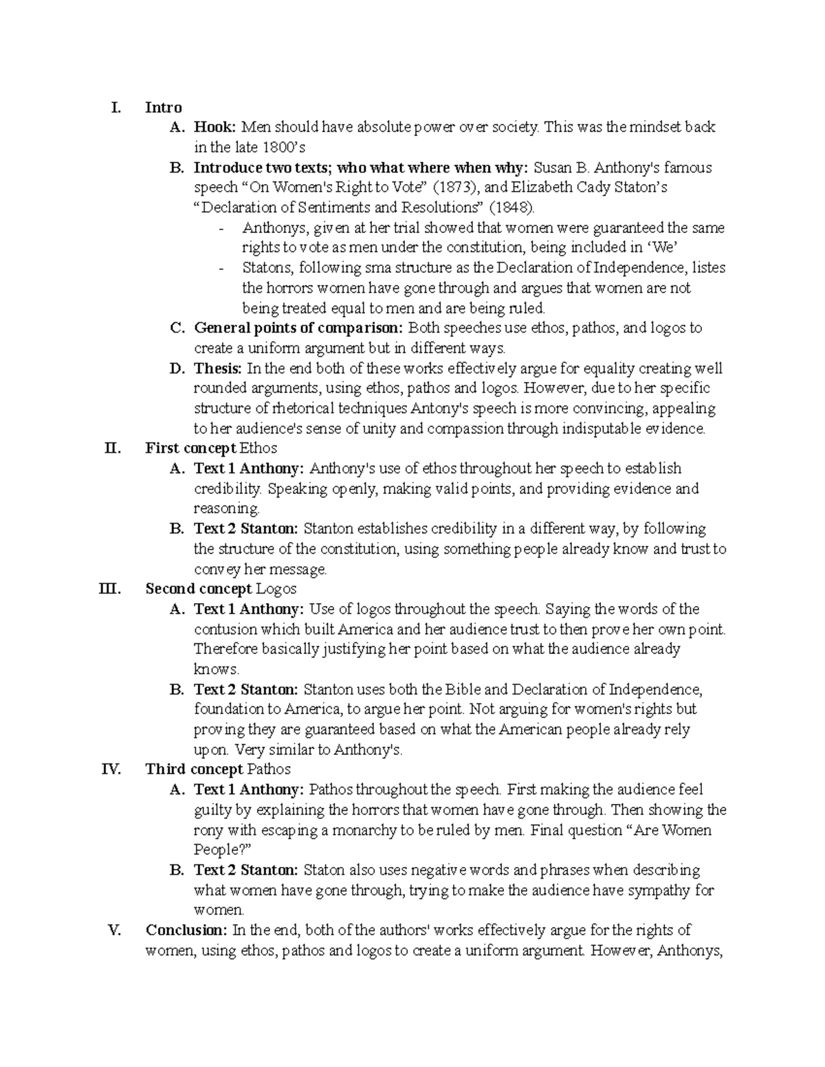 Women s Rights Outline - I. Intro A. Hook: Men should have absolute ...