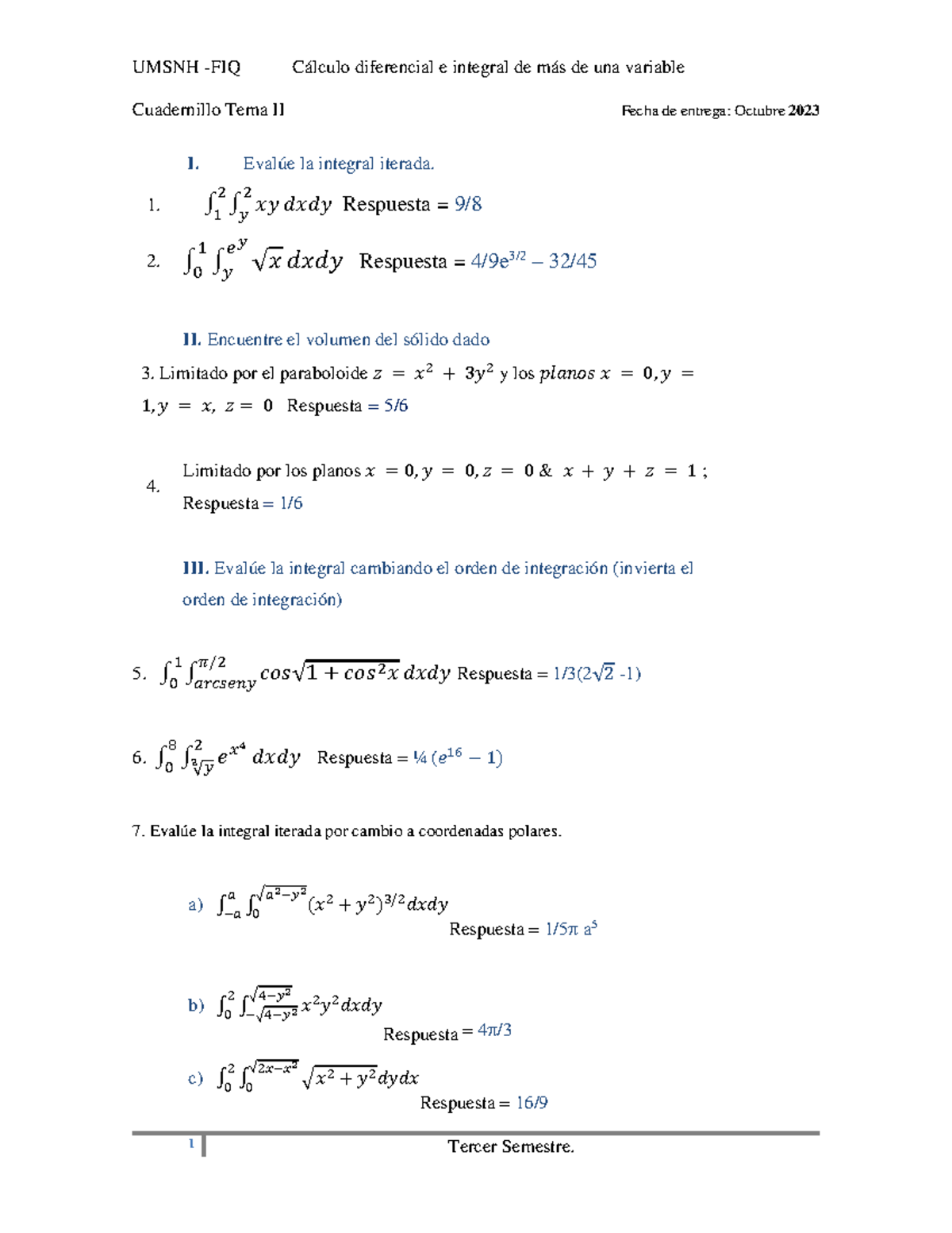 Cuadernillo II integrales 2023 - UMSNH - FIQ Cálculo diferencial e ...