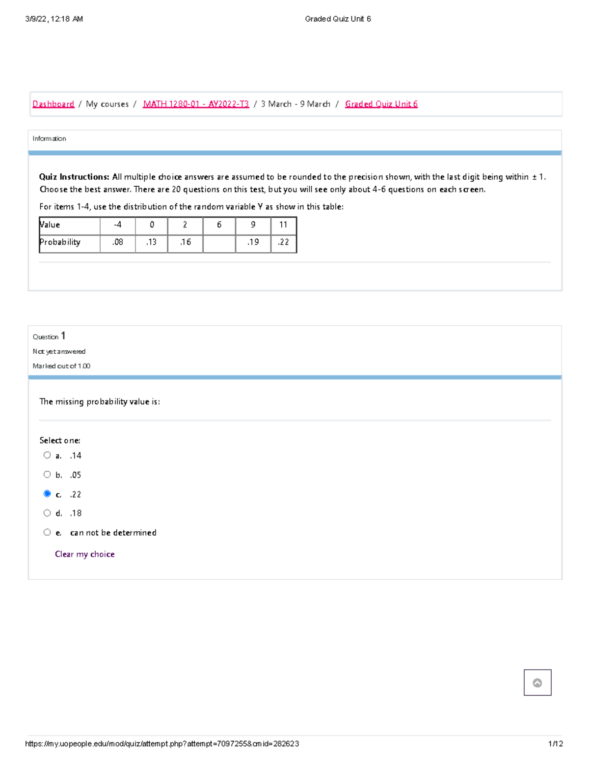 Graded Quiz Unit 6 stat - MATH 1201 - UoPeople - Studocu