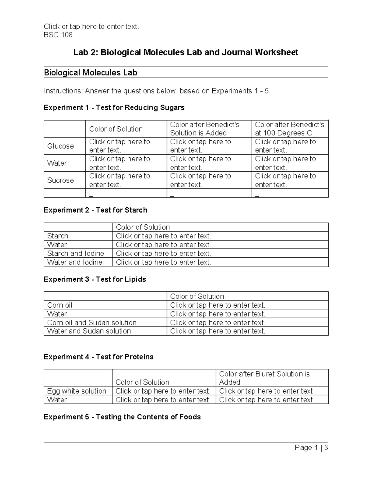 Lab-2-Biological-Molecules-Lab Worksheet - Click or tap here to enter ...