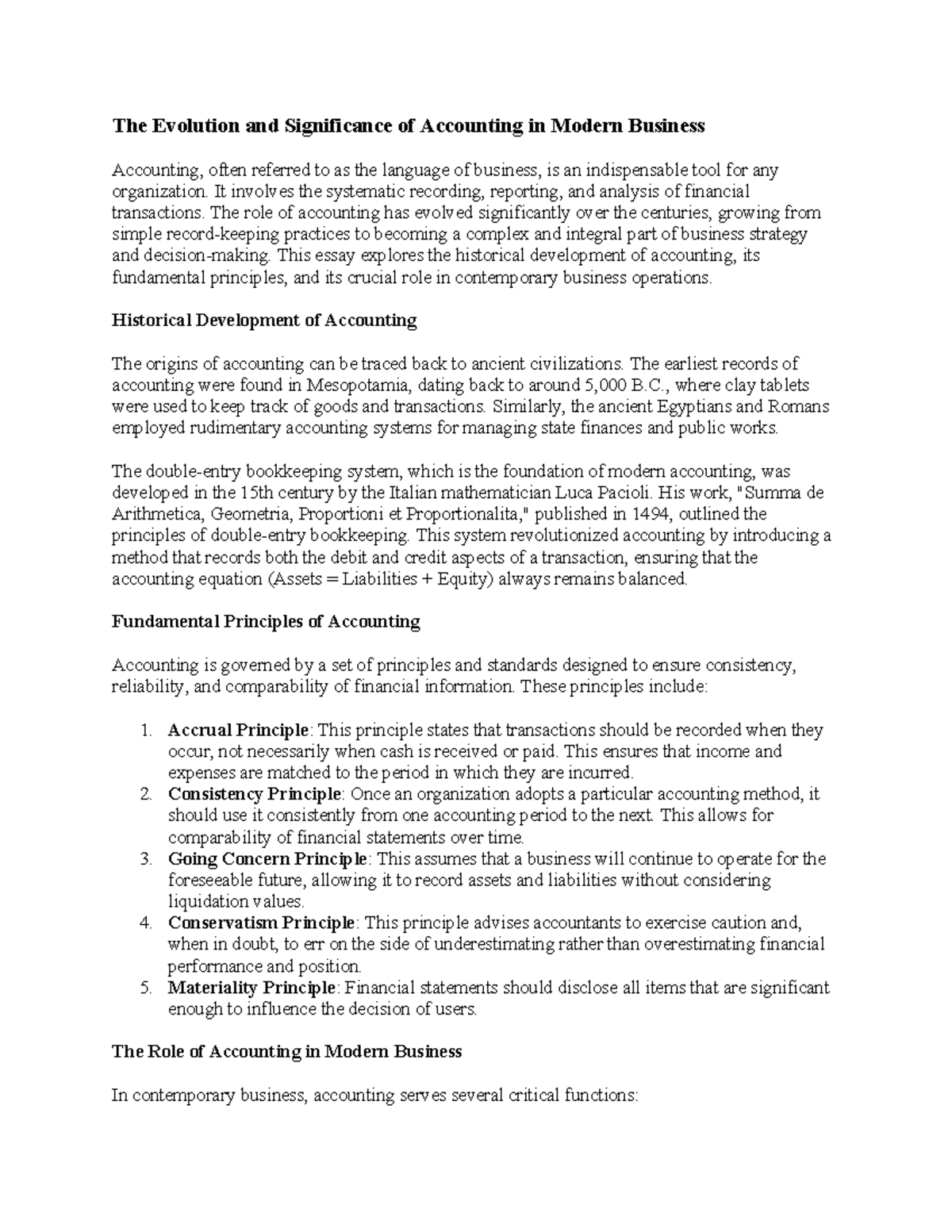 Business - The Evolution and Significance of Accounting in Modern ...