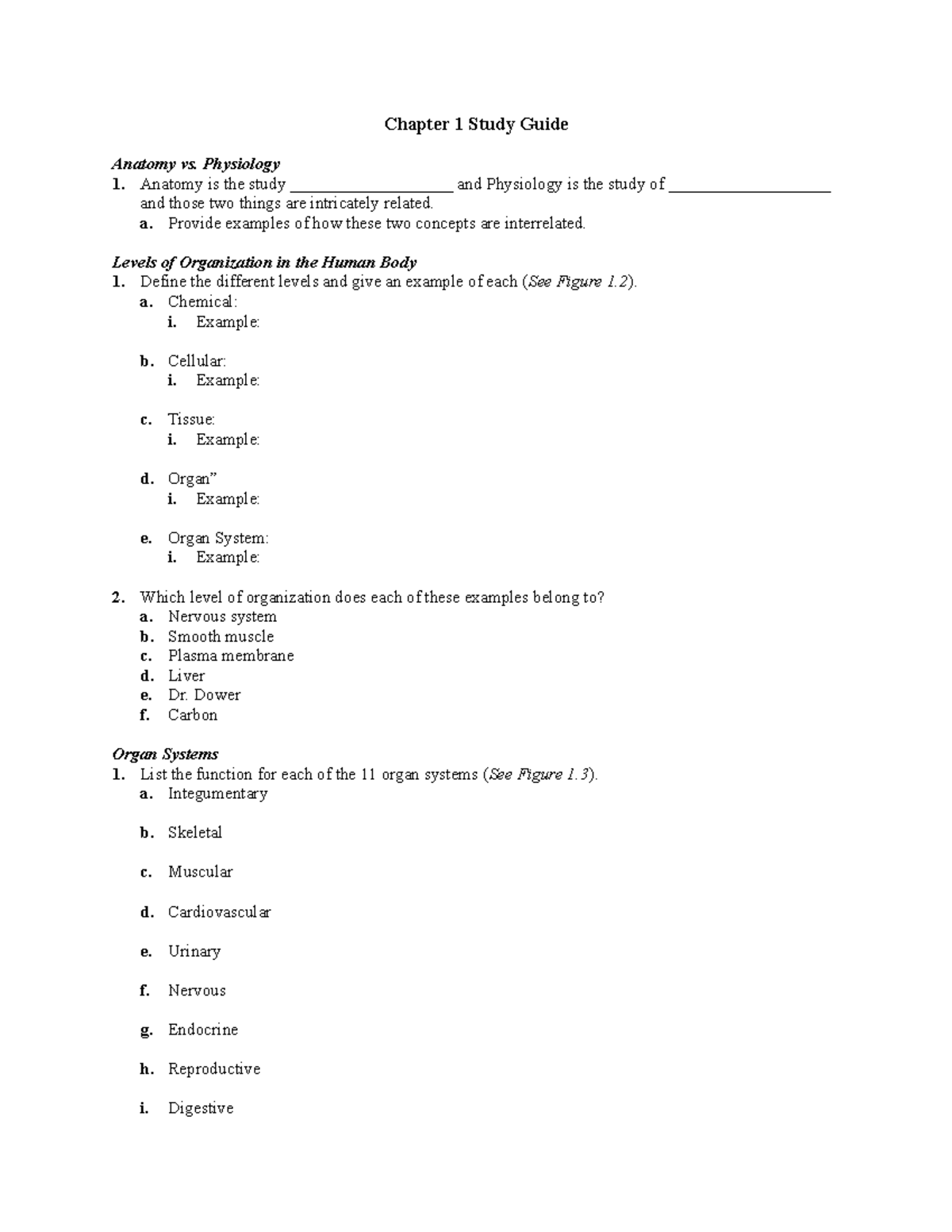 A&P Chapter 1 Study Guide - Chapter 1 Study Guide Anatomy vs ...