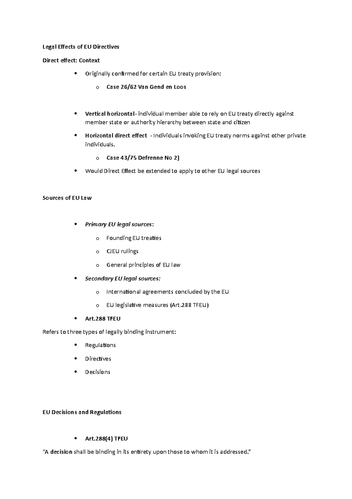 Legal effects EU directives - Legal Effects of EU Directives Direct ...