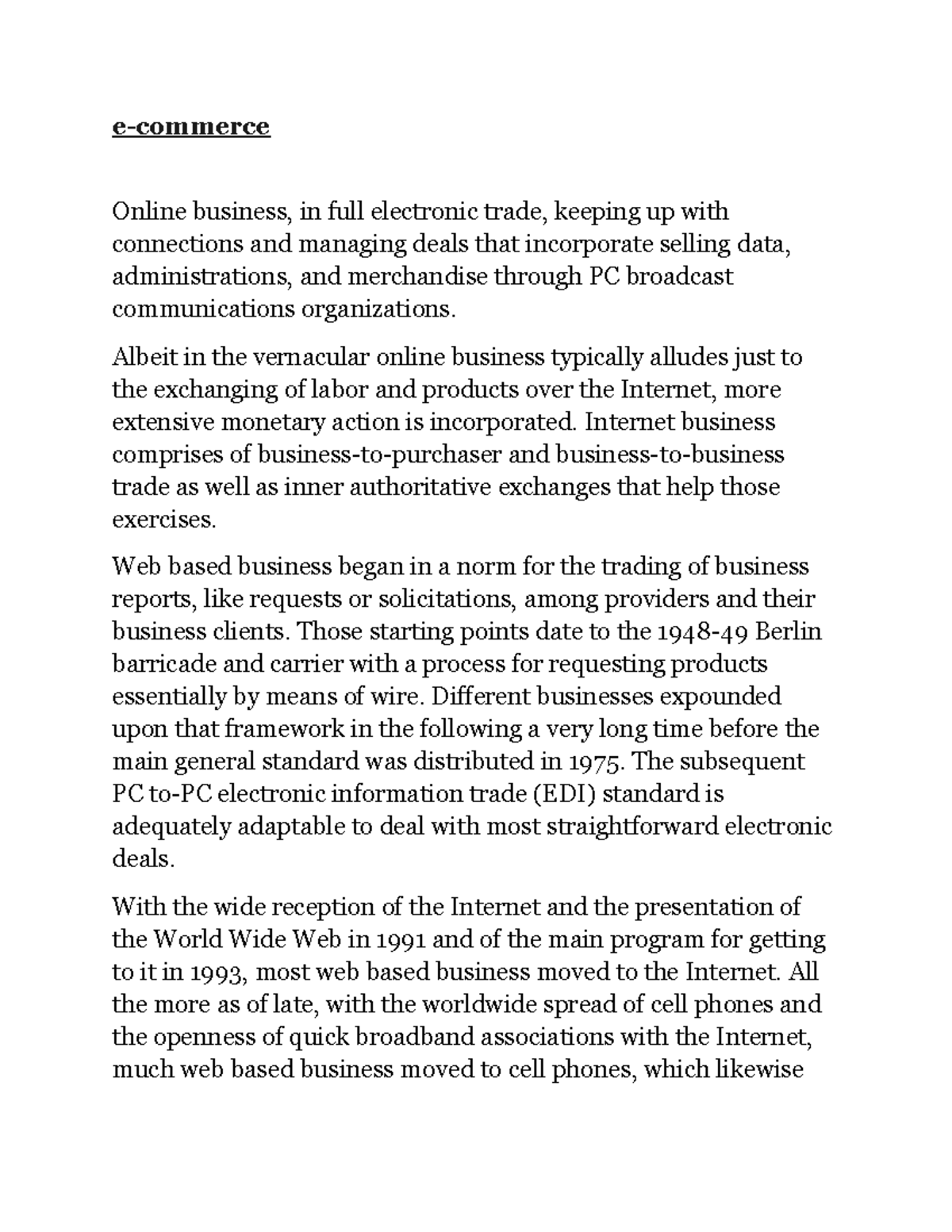 E-commerce - E-commerce - e-commerce Online business, in full ...