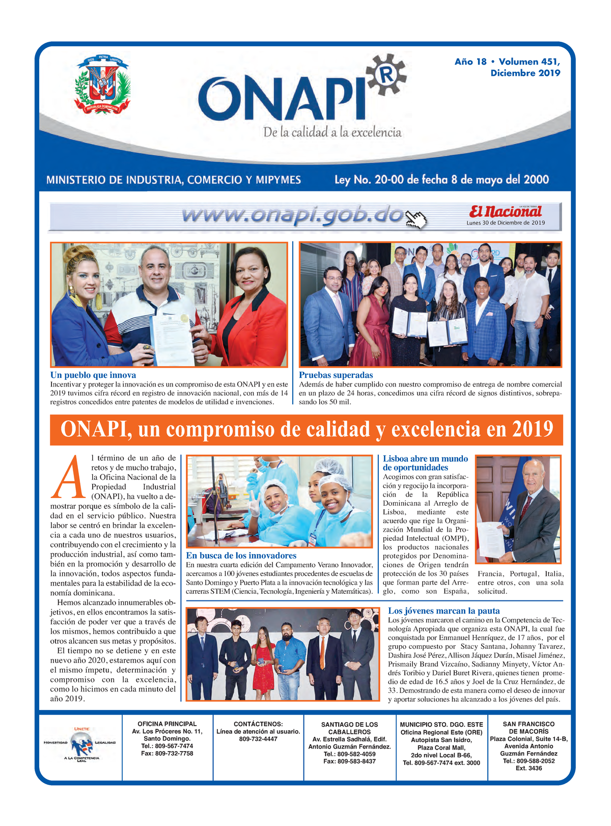 Onapi Internet 30-12-19 - OFICINA PRINCIPAL Av. Los Próceres No. 11 ...