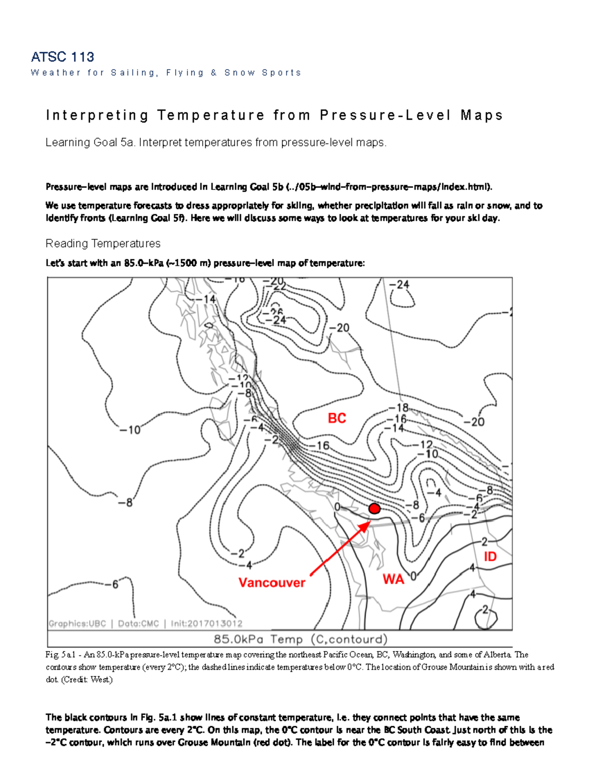 5a - Interpreting Temperatures from Pressure-Level Maps - ATSC 113 ...
