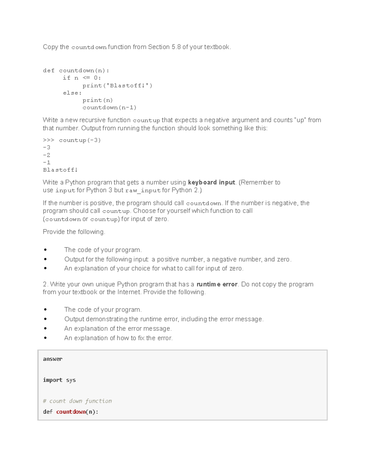 Learning journal 3 - Copy the countdown function from Section 5 of your ...