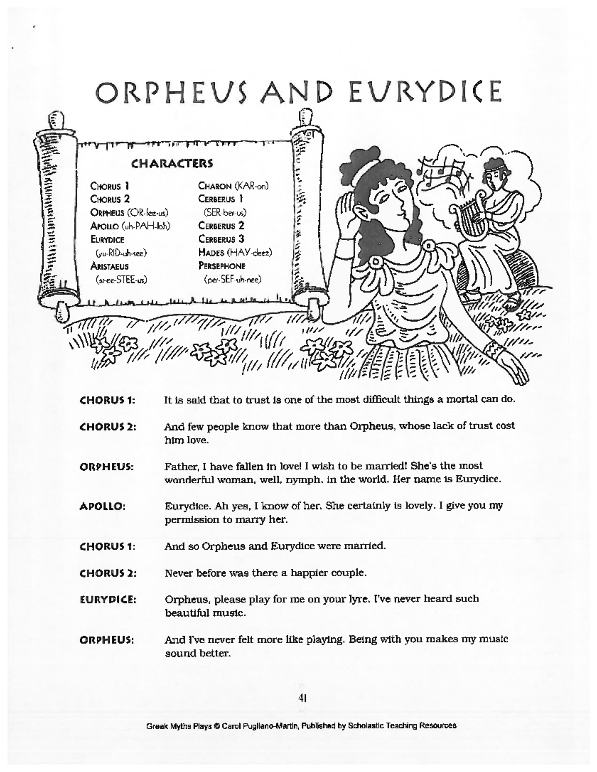 Week 22 orpheus and eurydice play - ORPHEVS AND EVRYDICE CHARACTERS ...