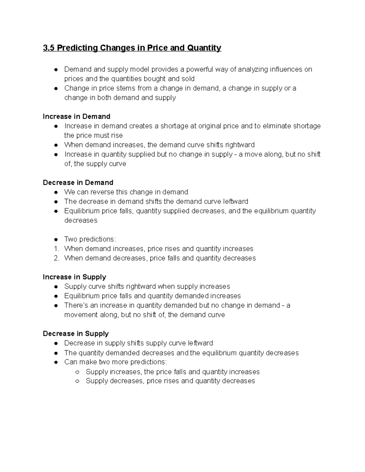 3.5 Predicting Changes in Price and Quantity - Studocu