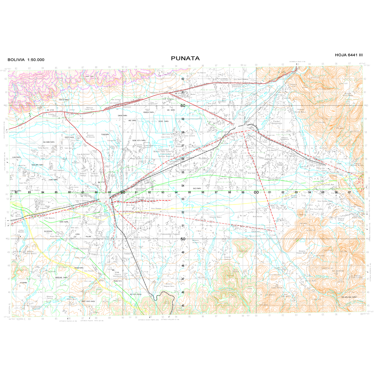 6441-III_hoja topografica Corani IGM escala 1:50.000 - PUNATA 17 30’ 65 ...
