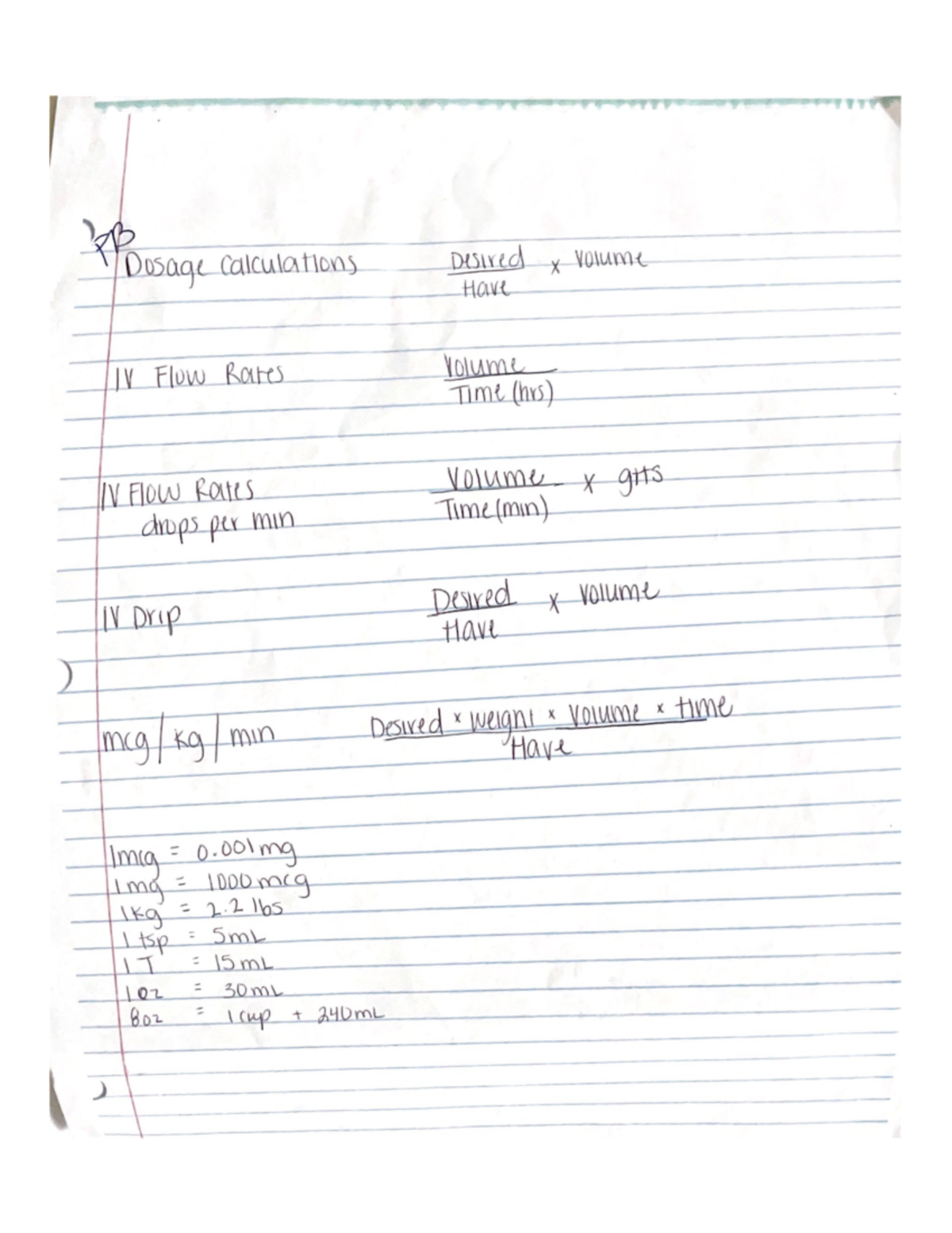 Dosage calculations - .... - Dosage calculations Desired X volume Have ...