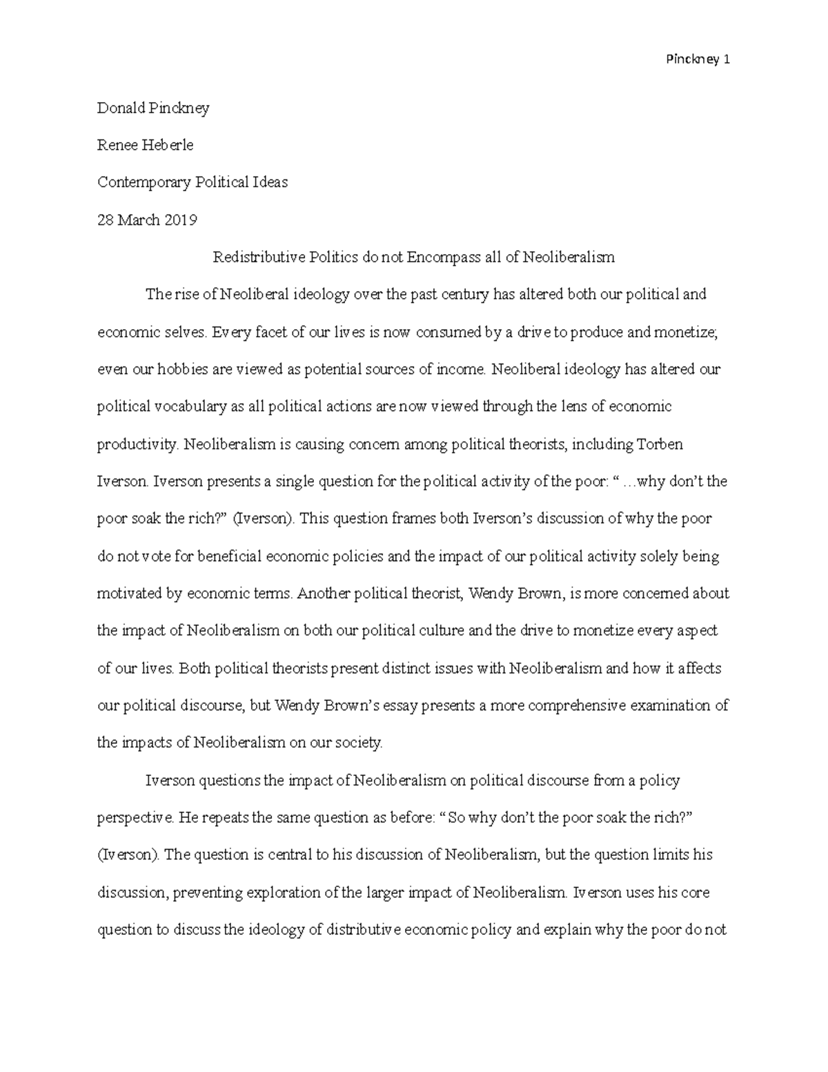 Heberle Second Paper - Pinckney 1 Donald Pinckney Renee Heberle ...