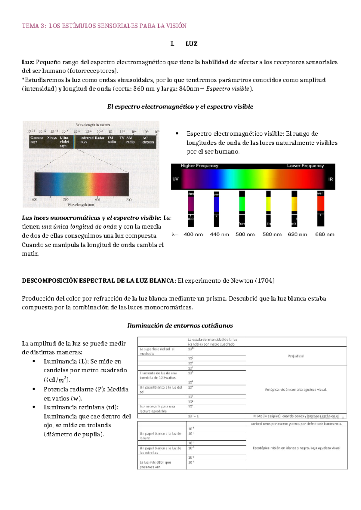 Tema 3, Estímulos sensoriales para la visión - TEMA 3: LOS ESTÍMULOS ...